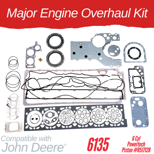 MAJOR ENGINE OVERHAUL KIT JOHN DEERE 6135 Powertech - Piston R517128